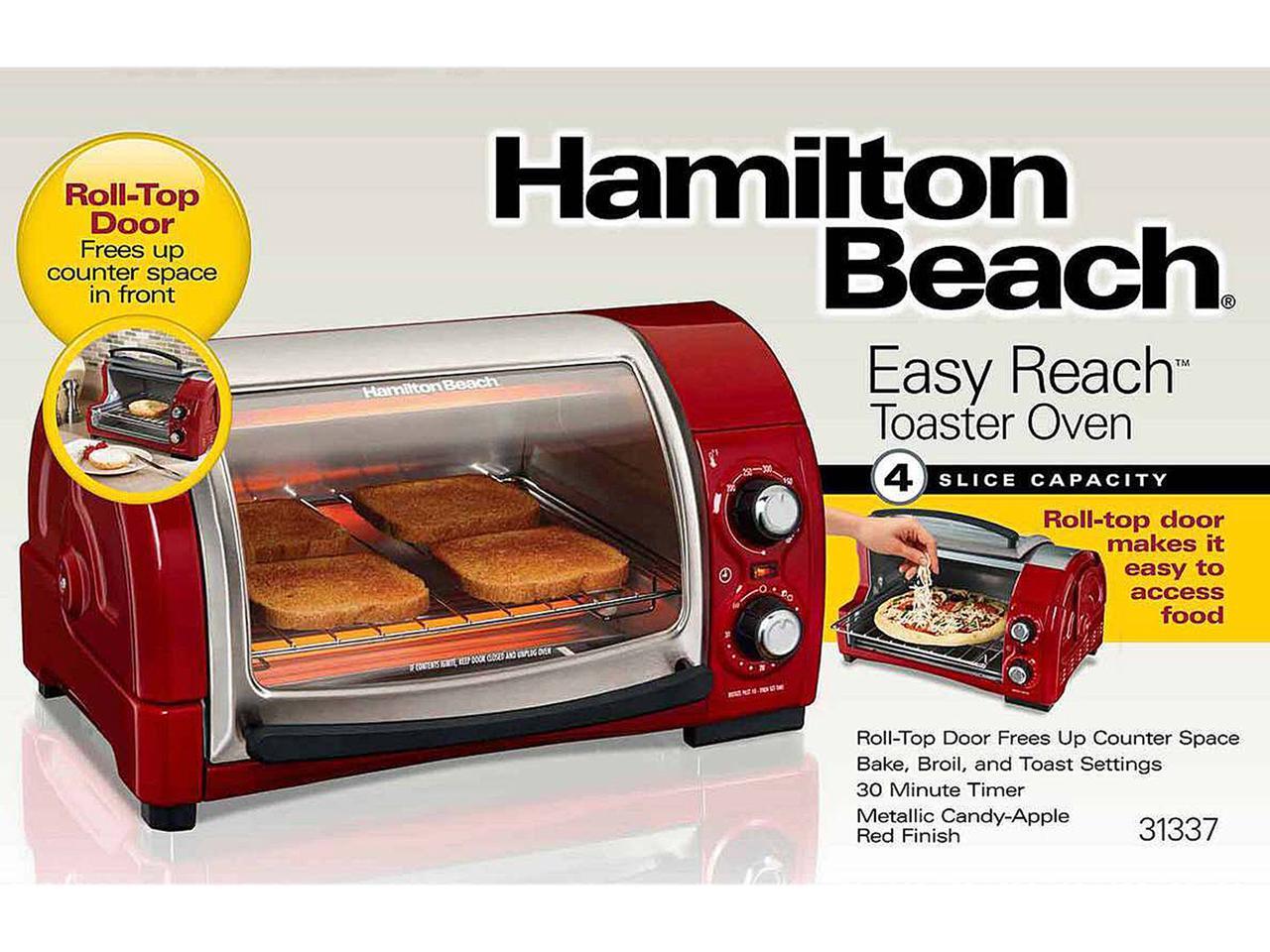 Hamilton Beach 31337 Easy Reach 4 Slice Toaster Oven Broiler, Red ...