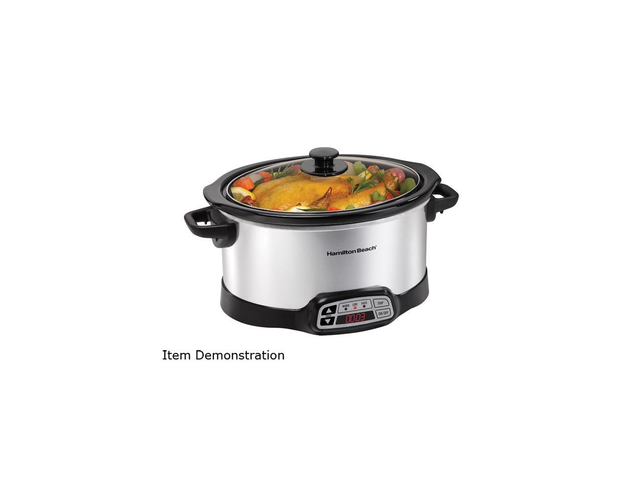 Hamilton Beach 33660 Programmable Slow Cooker, Silver, 6 quart - Newegg.com