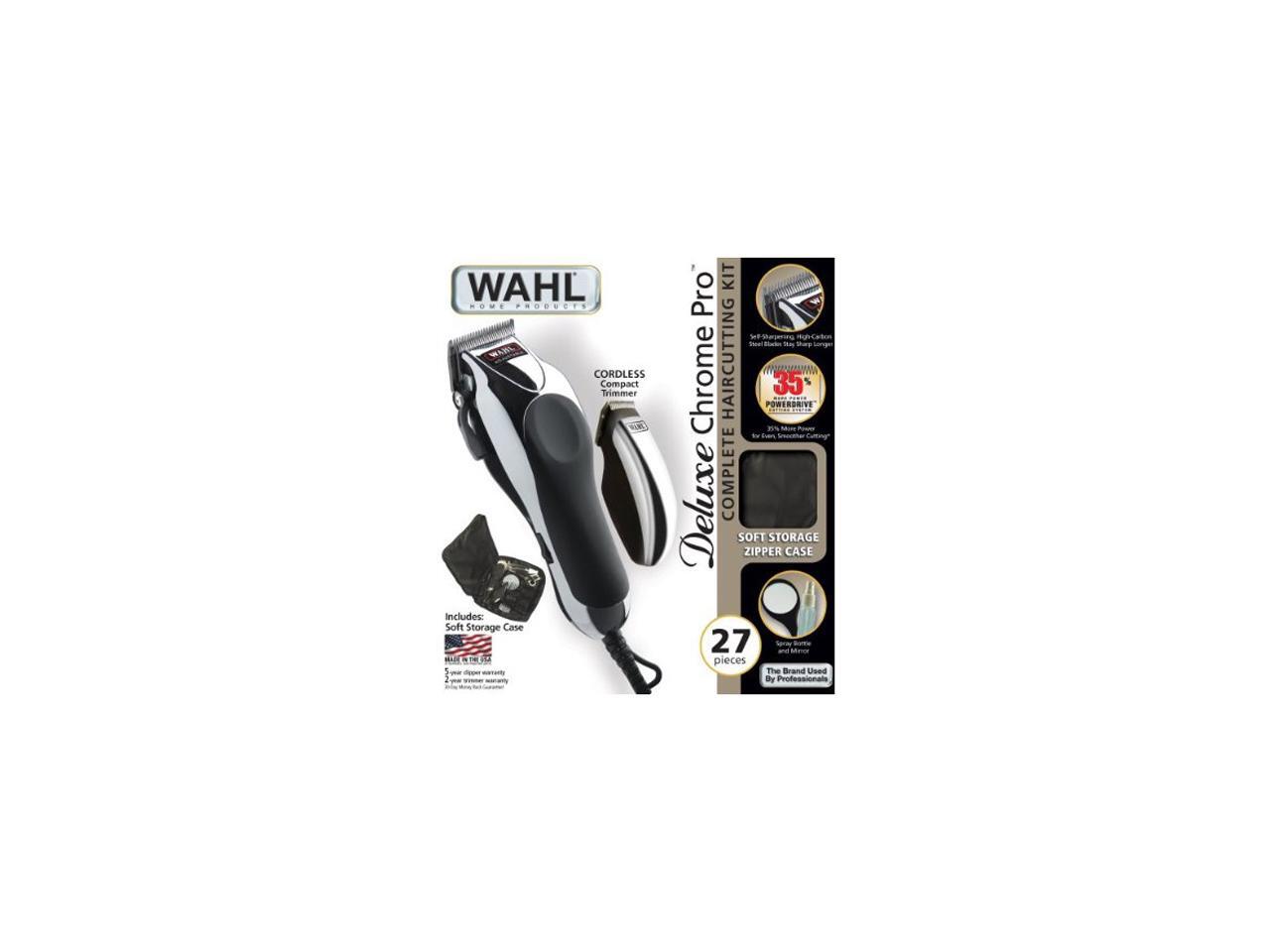 WAHL 79524-1001 Deluxe Chrome Pro 27-Piece Complete Haircutting Kit ...