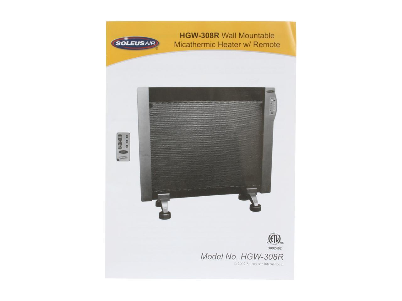 Soleus Air HGW-308R Wall Mounted Micathermic Heater with Remote Control ...