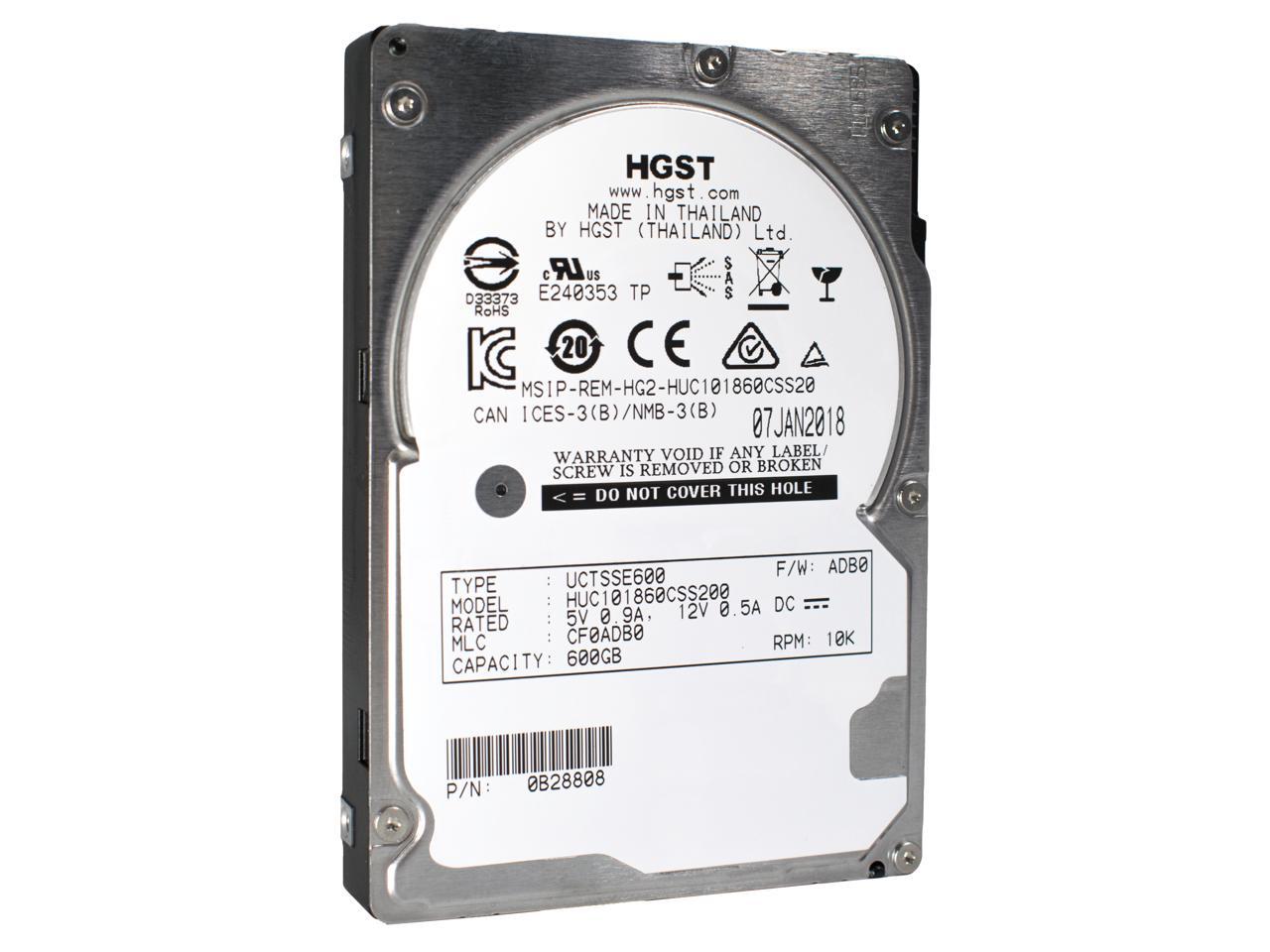 HGST Ultrastar C10K1800 HUC101860CSS200 (0B28808) 600GB 10520 RPM 128MB ...