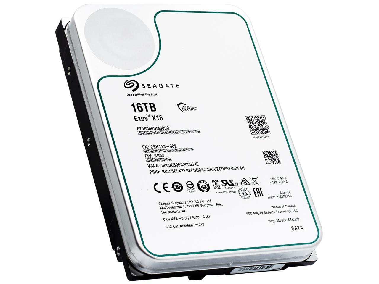 Refurbished: Seagate Exos X16 16TB SED SATA 6Gb/s 7200 RPM 3.5-Inch ...
