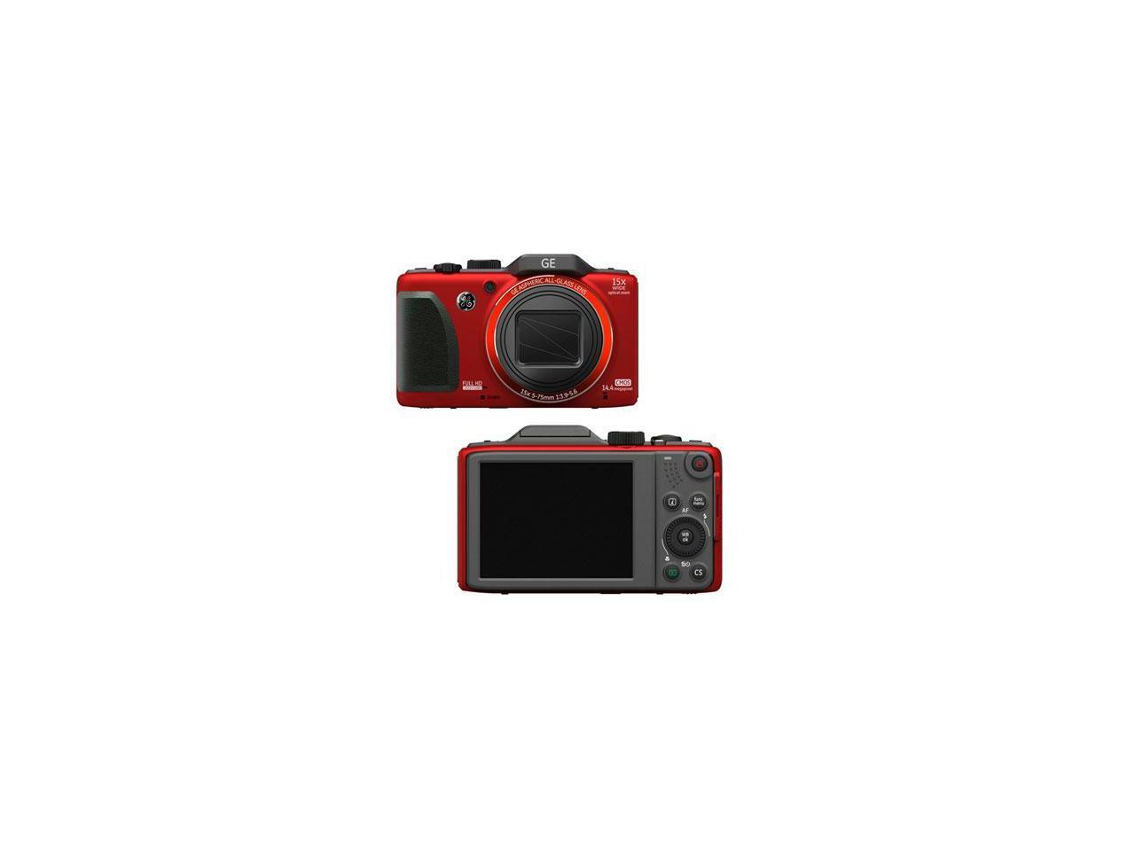 GE G100 Red 14.4 MP 28mm Wide Angle Digital Camera HDTV Output - Newegg.com