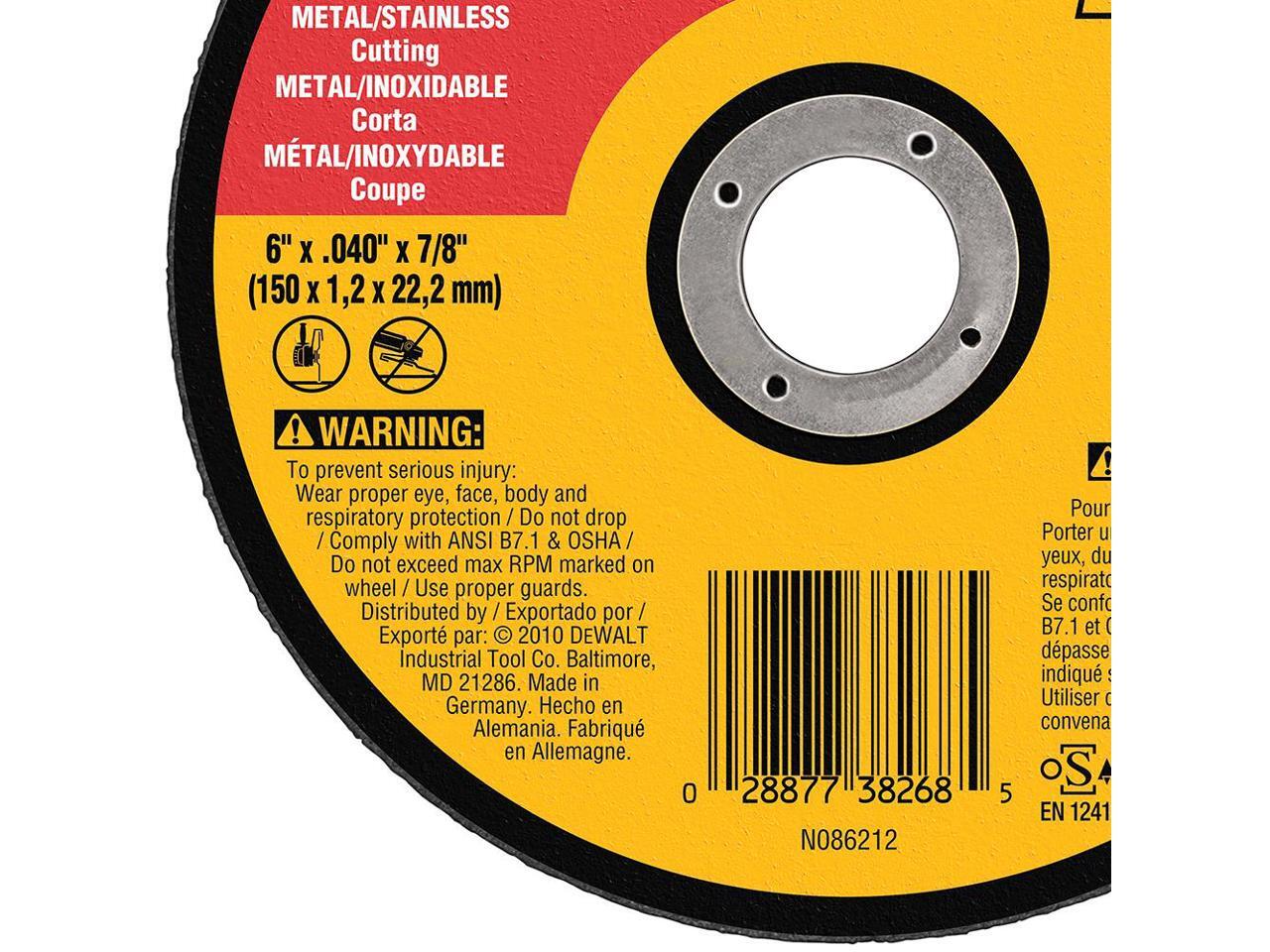 DeWalt DW8725 6-Inch Abrasive Cut Off Wheel - Newegg.com
