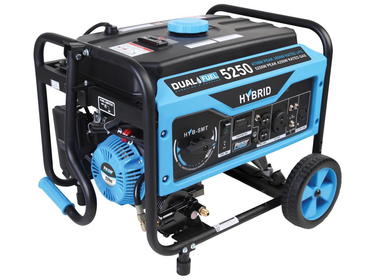 Pulsar PG5250B 5250/4250 Watt/Gas 4750/3850 Watt Dual Fuel Generator ...