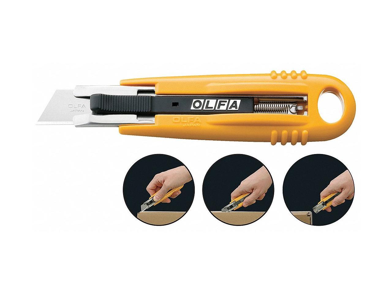 Safety Utility Knife, 5-3/4 In, Blk/Yellow - Newegg.com
