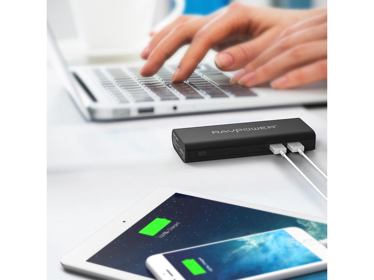 RAVPower 10400mAh 2A Input, 3.5A Dual USB Output Power Bank External Battery Pack Portable ...