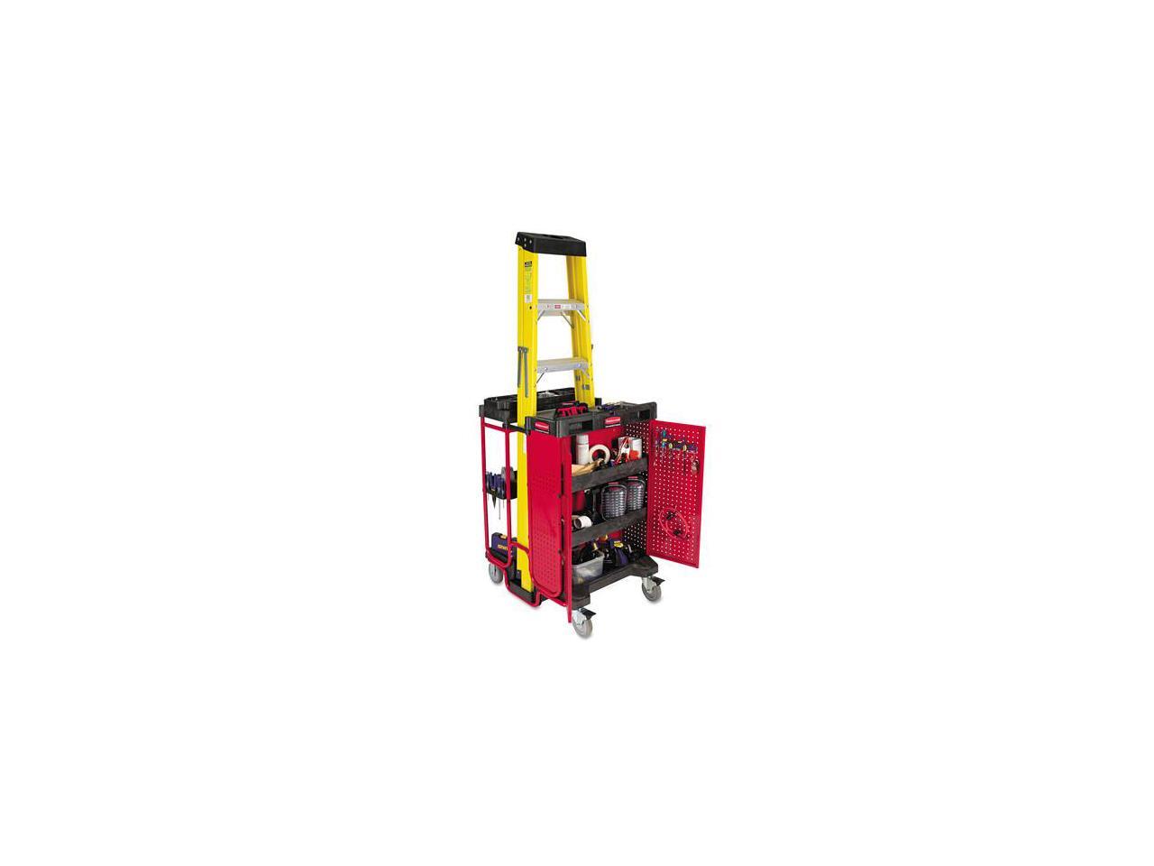 Rubbermaid RCP 9T58 BLA Ladder Cart with Cabinet - Newegg.com