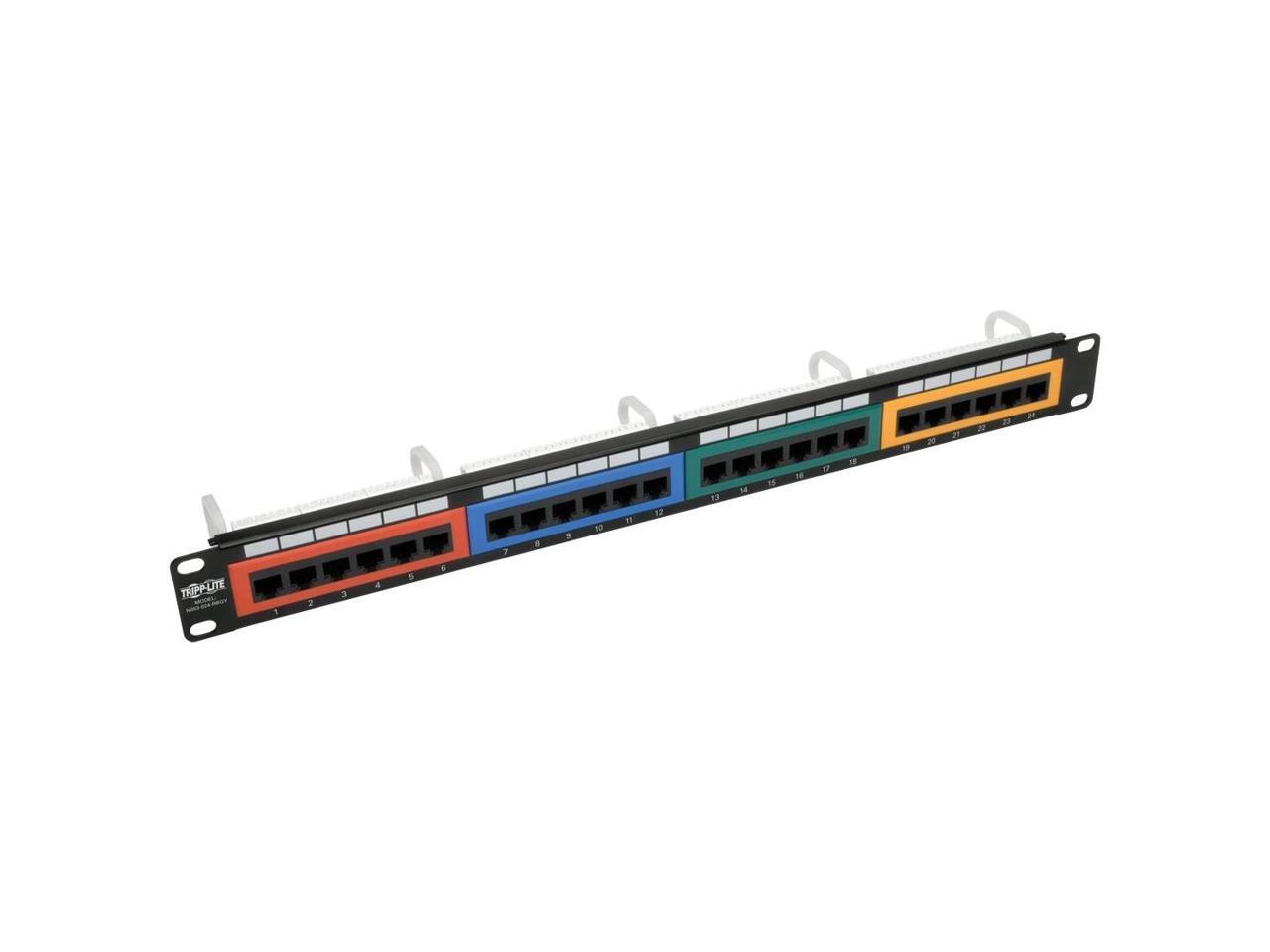 Tripp Lite 24-Port Cat5/Cat5e Patch Panel, 110-Type Color-Coded, 1U ...