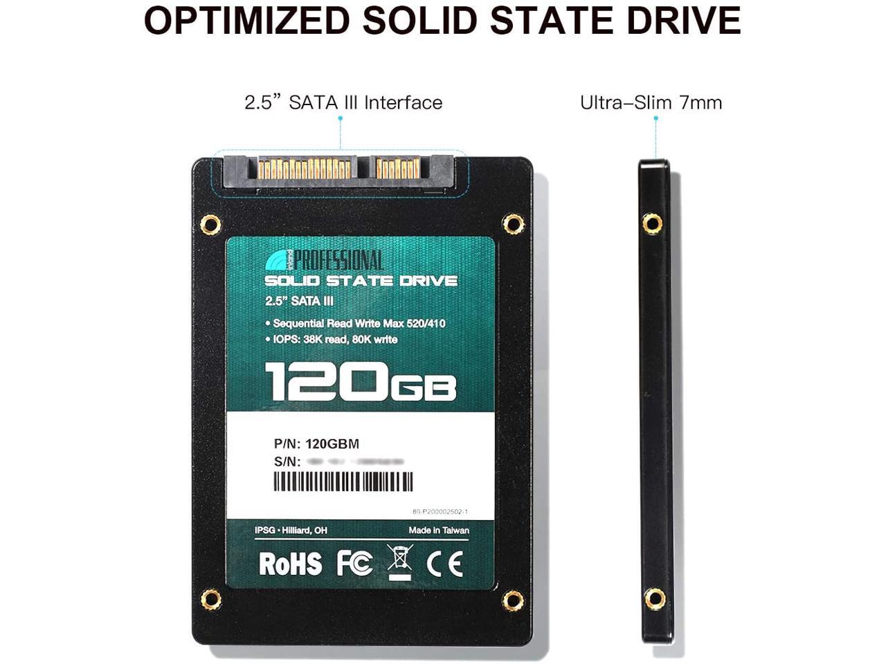 Inland Professional 120GB SSD 3D NAND SATA III 6Gb/s 2.5" 7mm Internal ...