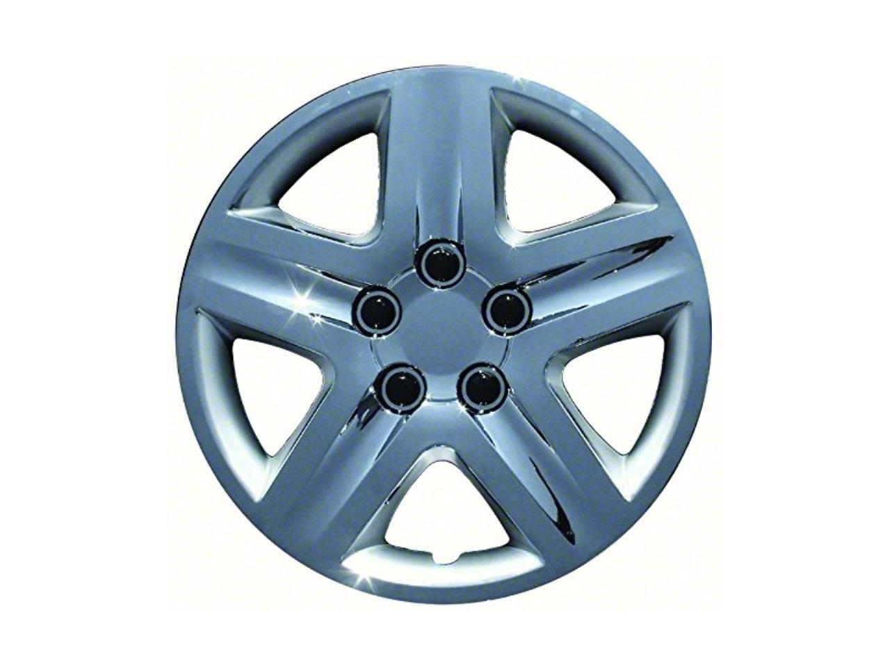 Set of 4 Chrome 17 Inch Aftermarket Replacement Hubcaps with Metal Clip ...