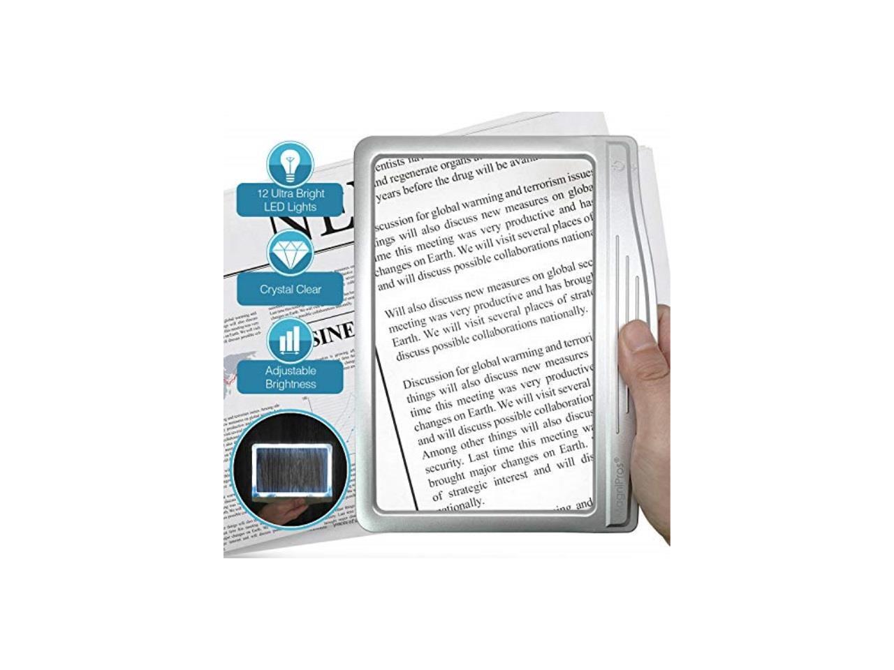 MagniPros 3X Large Ultra Bright LED Page Magnifier with 12 Anti-Glare ...