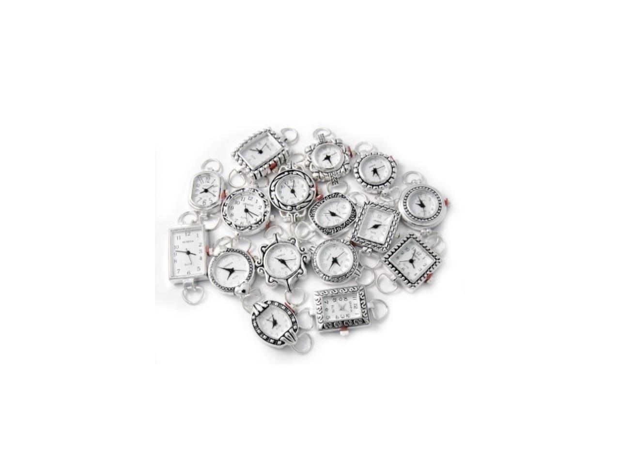 10 Mix Silver Tone Geneva Elite Watch Faces For Beading Loops And 10 Mix Silver Tone Geneva Elite Watch Faces For Beading Loops And