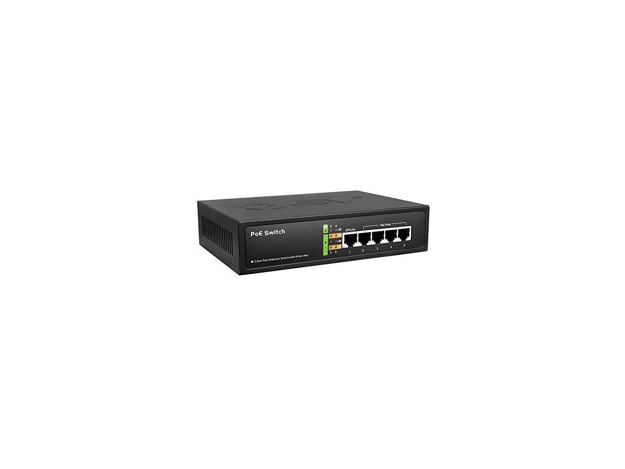BV Tech POE-SW501 4-Port Full Power PoE Switch, 4 PoE Ports + 1 Uplink ...
