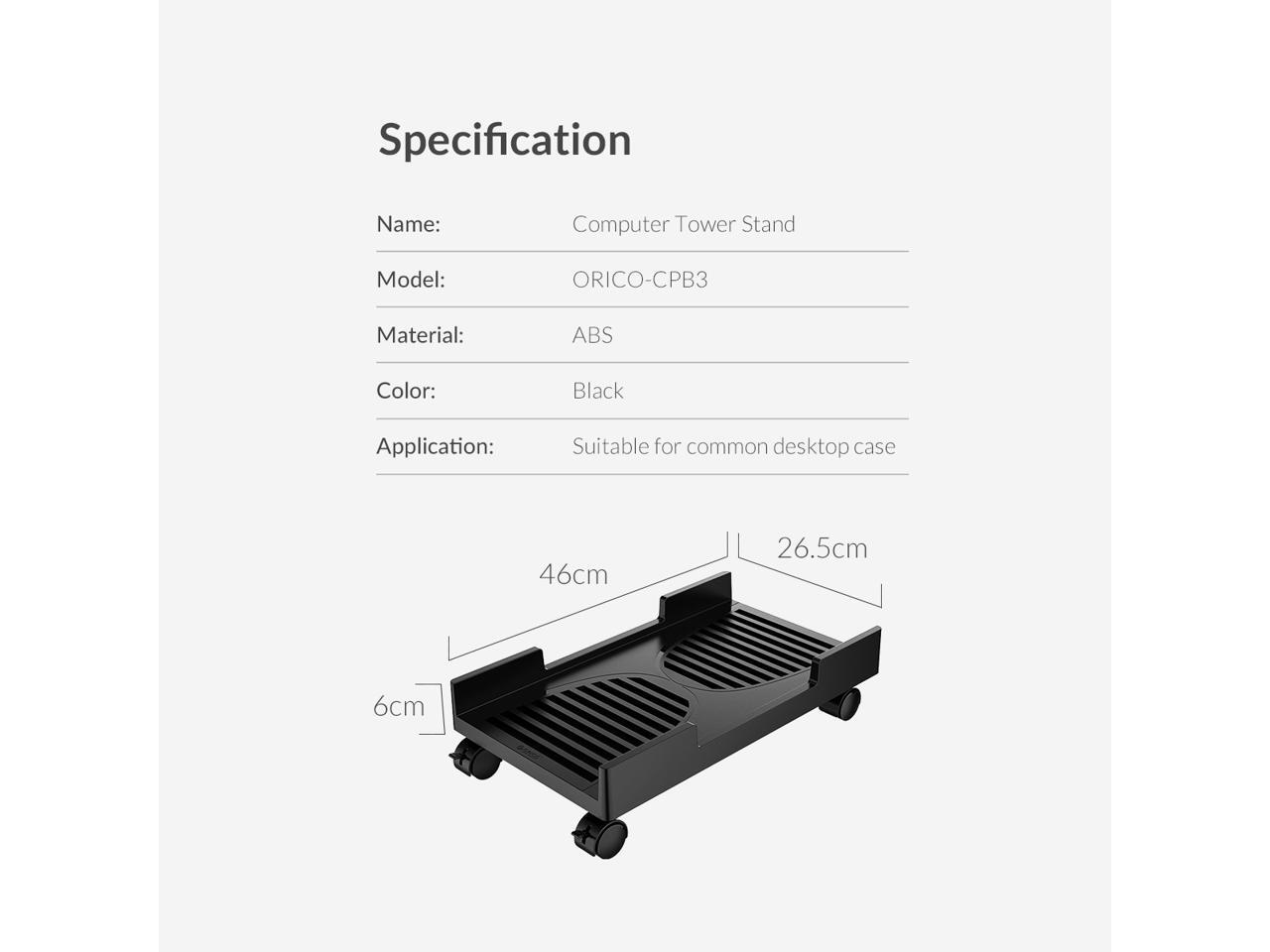 ORICO Computer Tower Stand, Mobile CPU Holder with 4 Caster Wheels Fits ...