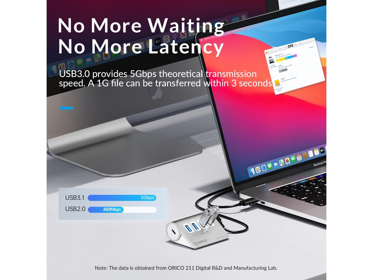 ORICO Aluminum 7 Port USB 3.2 HUB Type USB C Splitter With 5V3A Type C ...