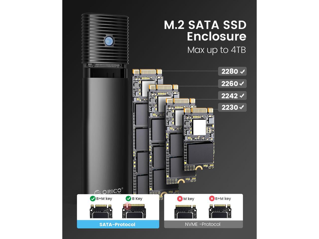 ORICO M.2 SATA SSD Enclosure Tool Free 5Gbps Support M.2 SATA PCIe B ...