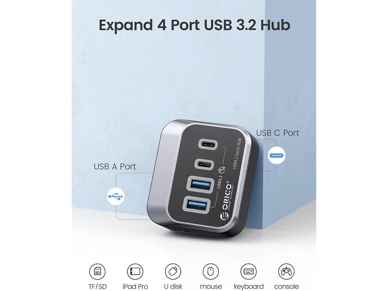 ORICO USB Hub 10Gbps with 2 USB A Ports+2 USB C Ports, USB 3.2 Gen 2 ...