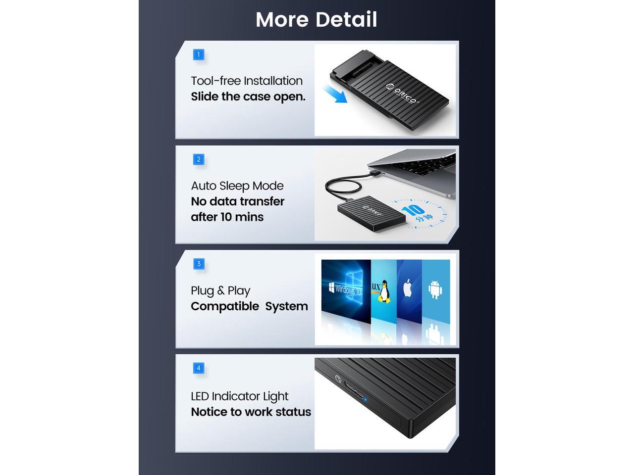 ORICO 2.5 inch External Hard Drive Enclosure USB3.0 to SATAIII 5Gbps ...