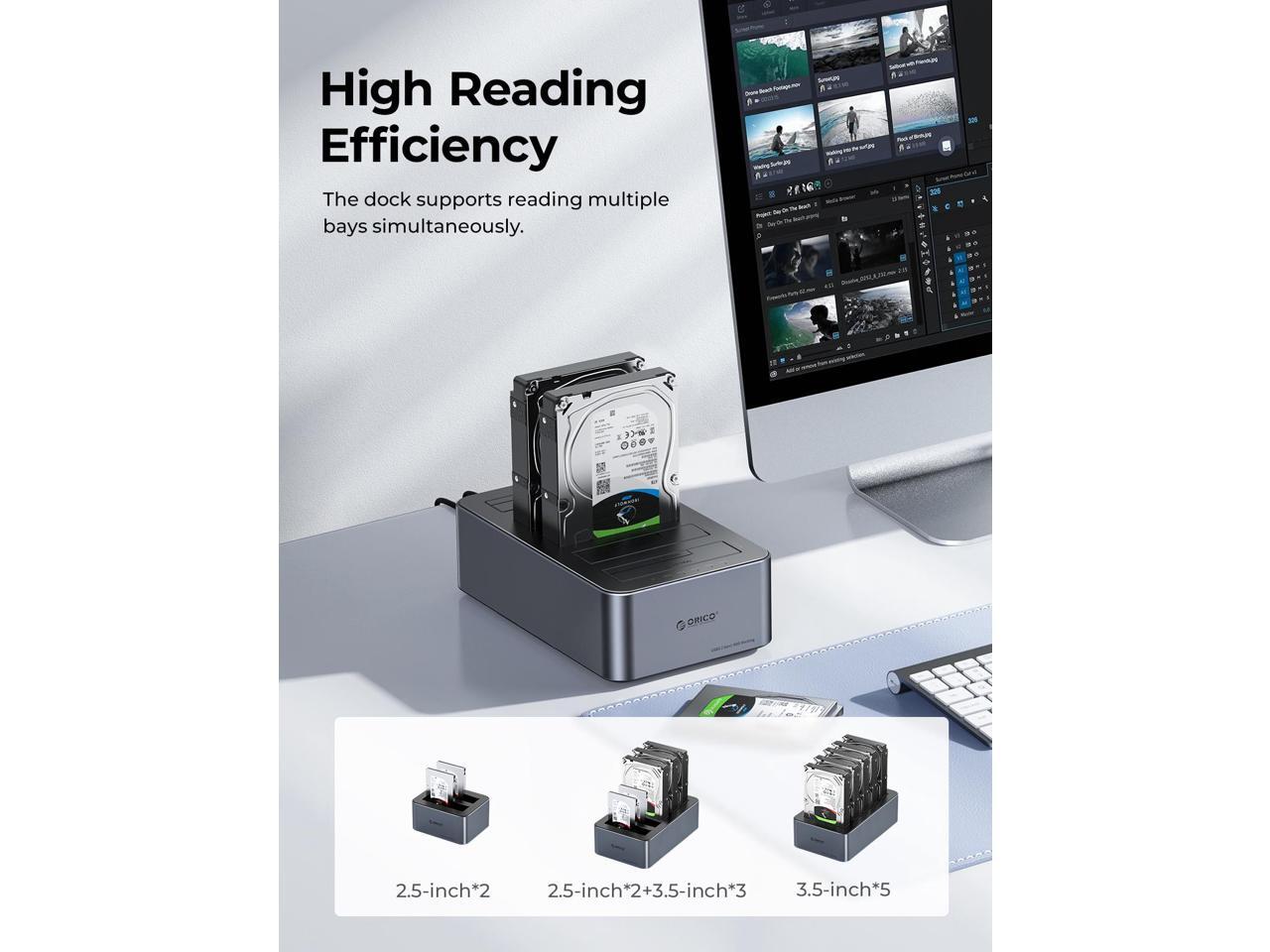 ORICO 100TB USB C to SATA I/II/III 5 Bay External Hard Drive Enclosure ...