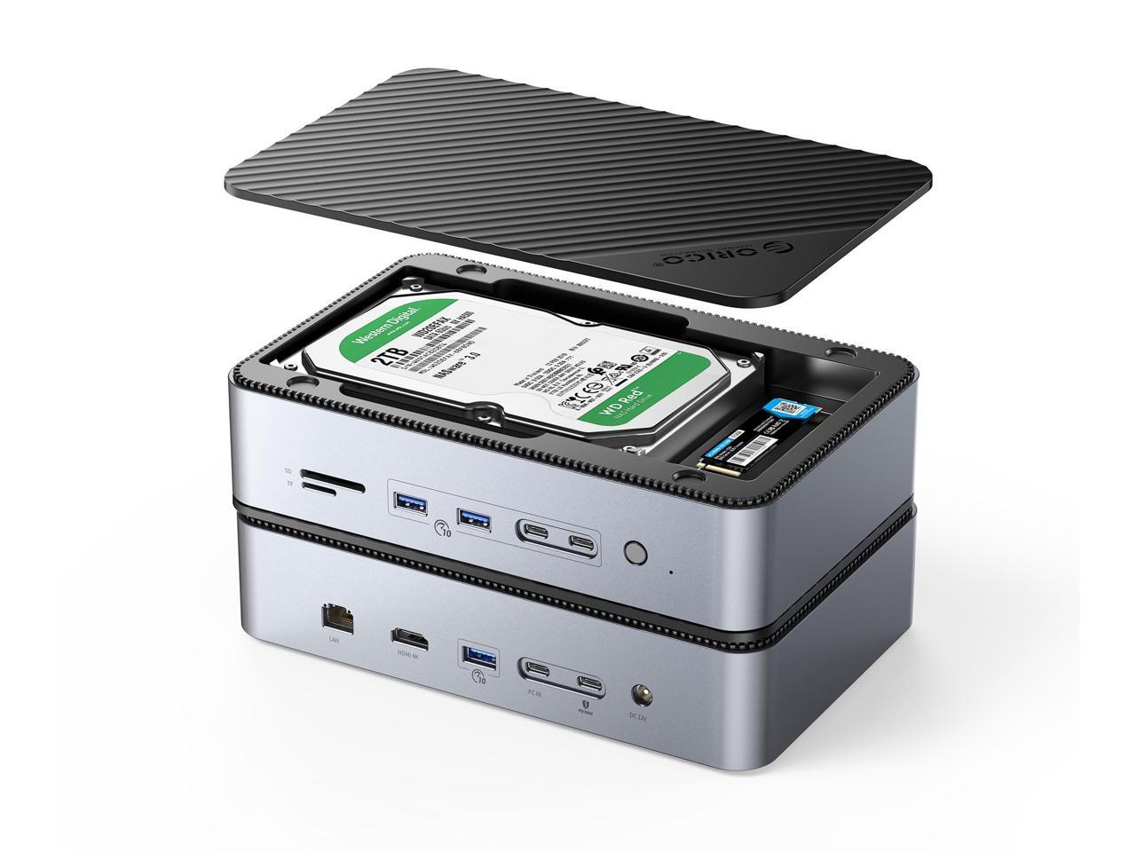 ORICO USB-C Hub with Dual Hard Drive Enclosure, 12-in-1 USB C Docking ...