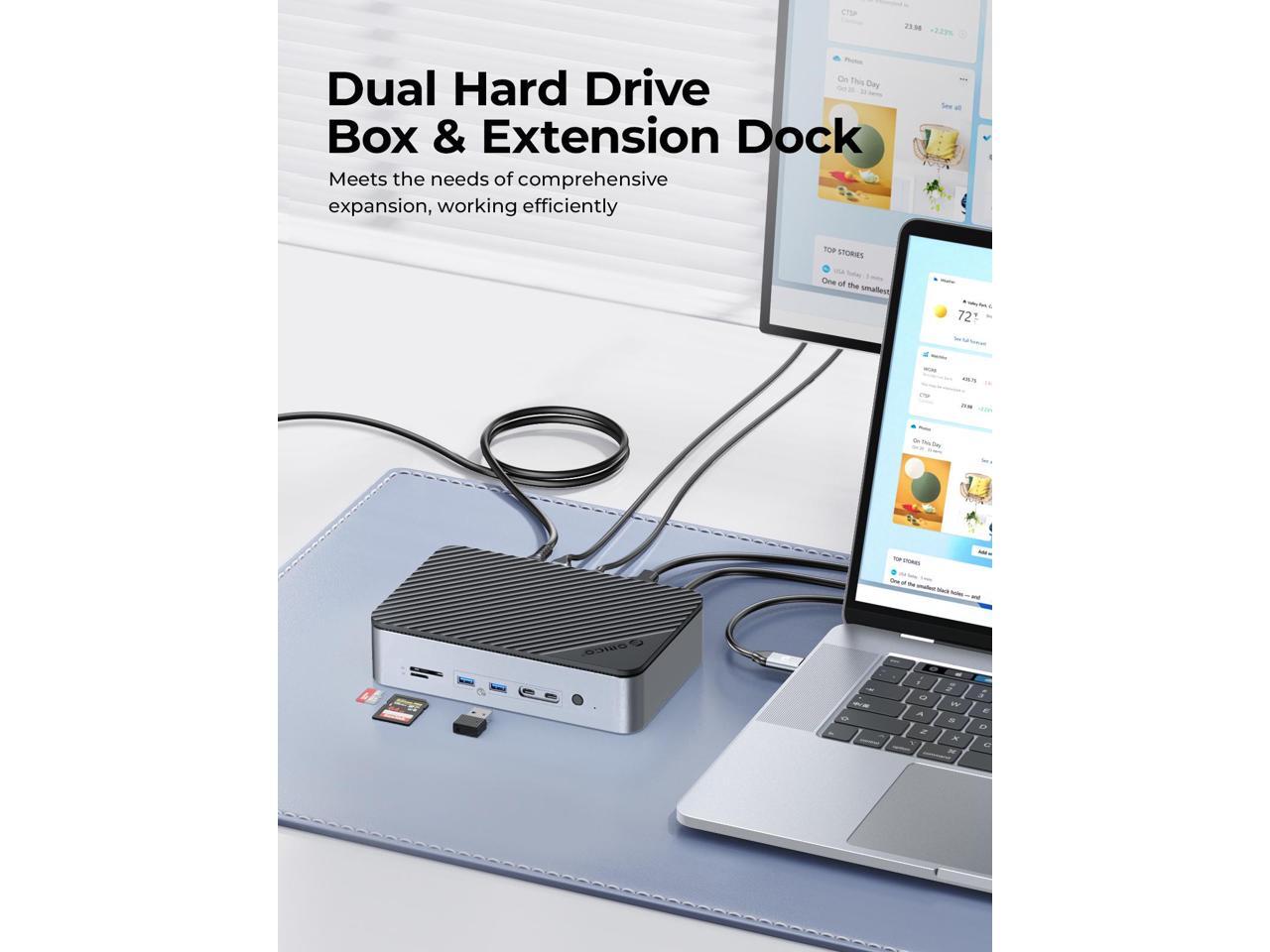 ORICO USB-C Hub with Dual Hard Drive Enclosure, 12-in-1 USB C Docking ...
