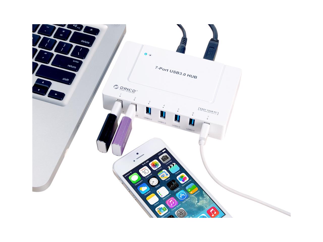 ORICO 7 Port USB 3.0 SuperSpeed Hub with 36W Power Adapter - VIA VL812 ...