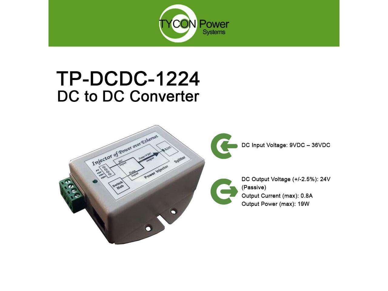 TYcon Power TP-DCDC-1224 9-36VDC In, 24VDC Out 19W DC to DC Conv / POE ...