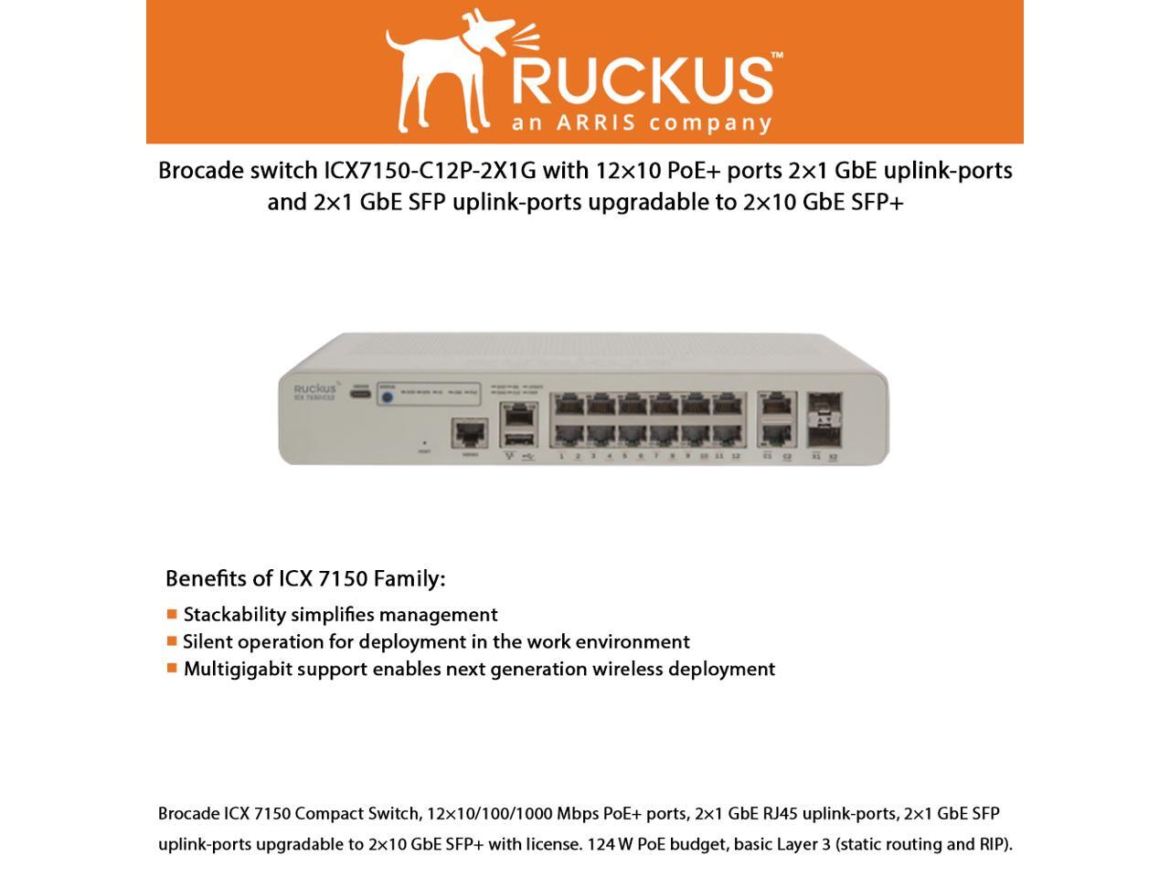 Ruckus Wireless - ICX7150-C12P-2X1G - Brocade ICX 7150 Ethernet Switch ...