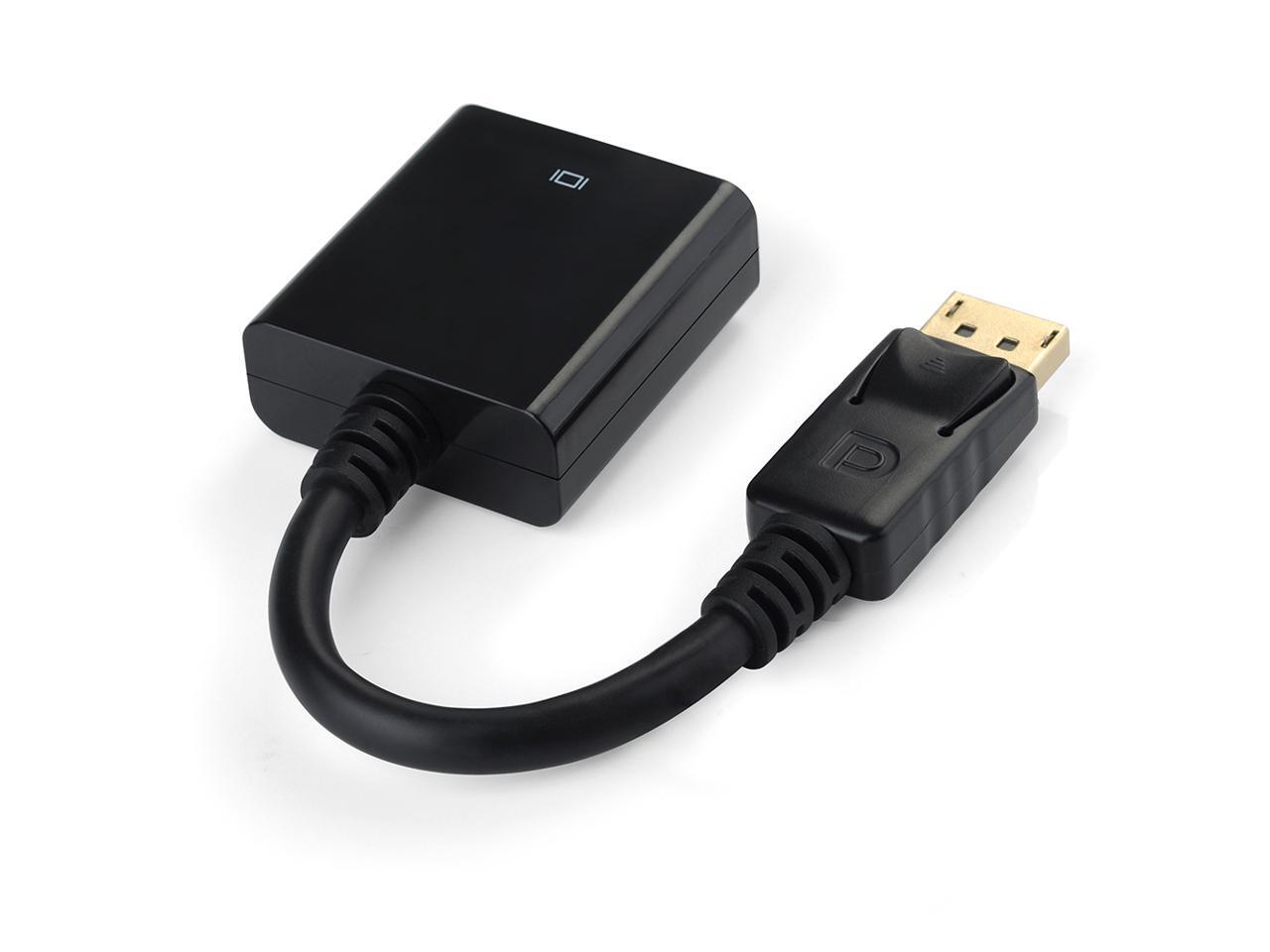 Black 1080P 20 Pin DP DisplayPort Male To 15 Pin VGA Female Adapter ...