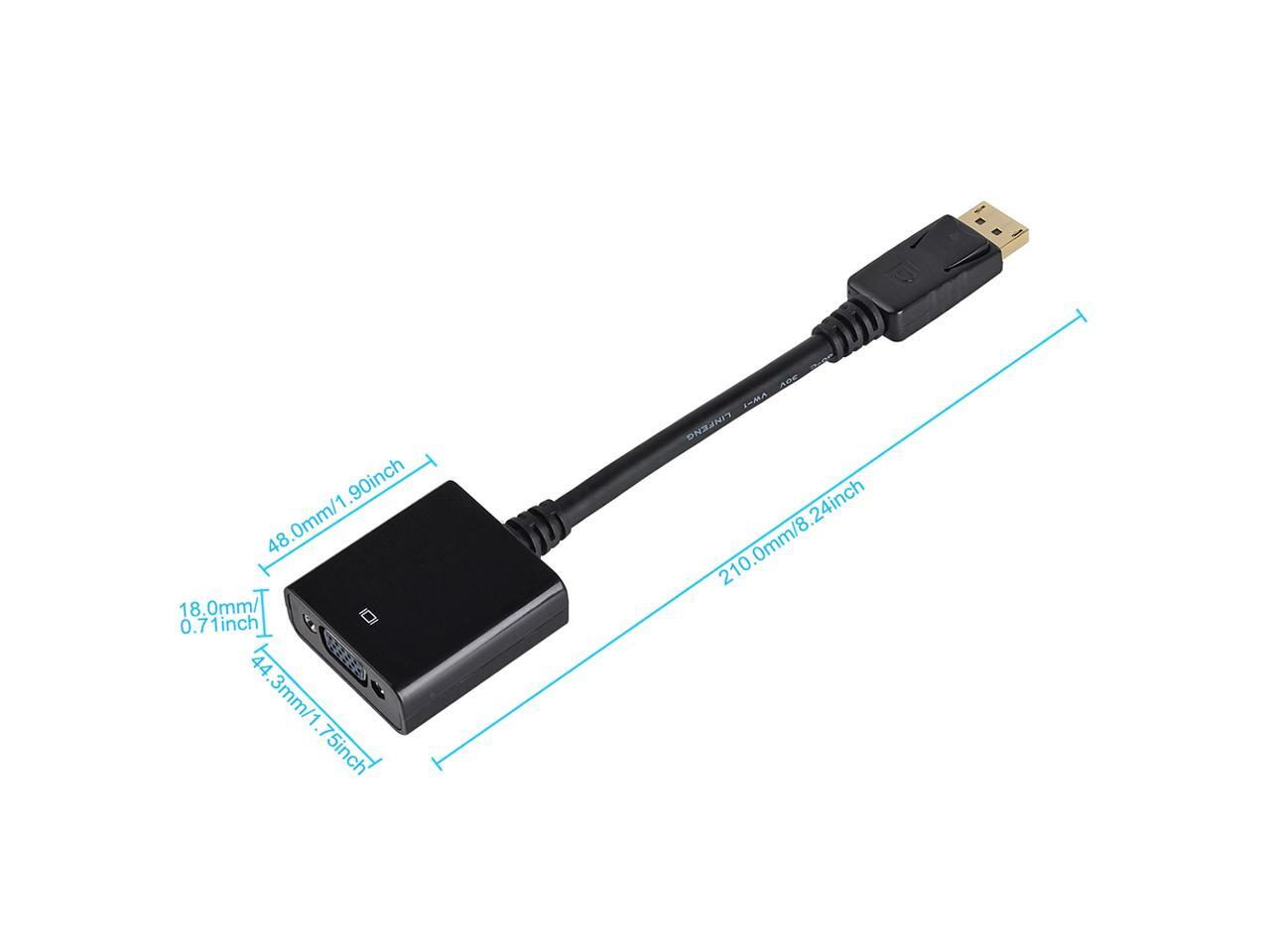 Black 1080P 20 Pin DP DisplayPort Male To 15 Pin VGA Female Adapter ...