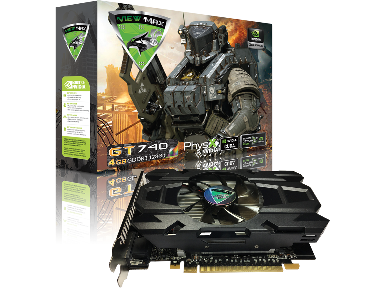 ViewMax GeForce GT 740 4GB GDDR3 128 Bit PCI Express (PCIe) DVI Video ...