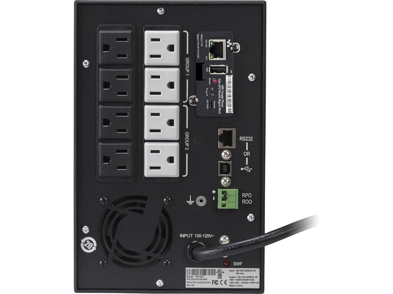 HP Q1F51A T1500 1440VA 1080W Tower UPS - 6 Minute Stand-by Time ...