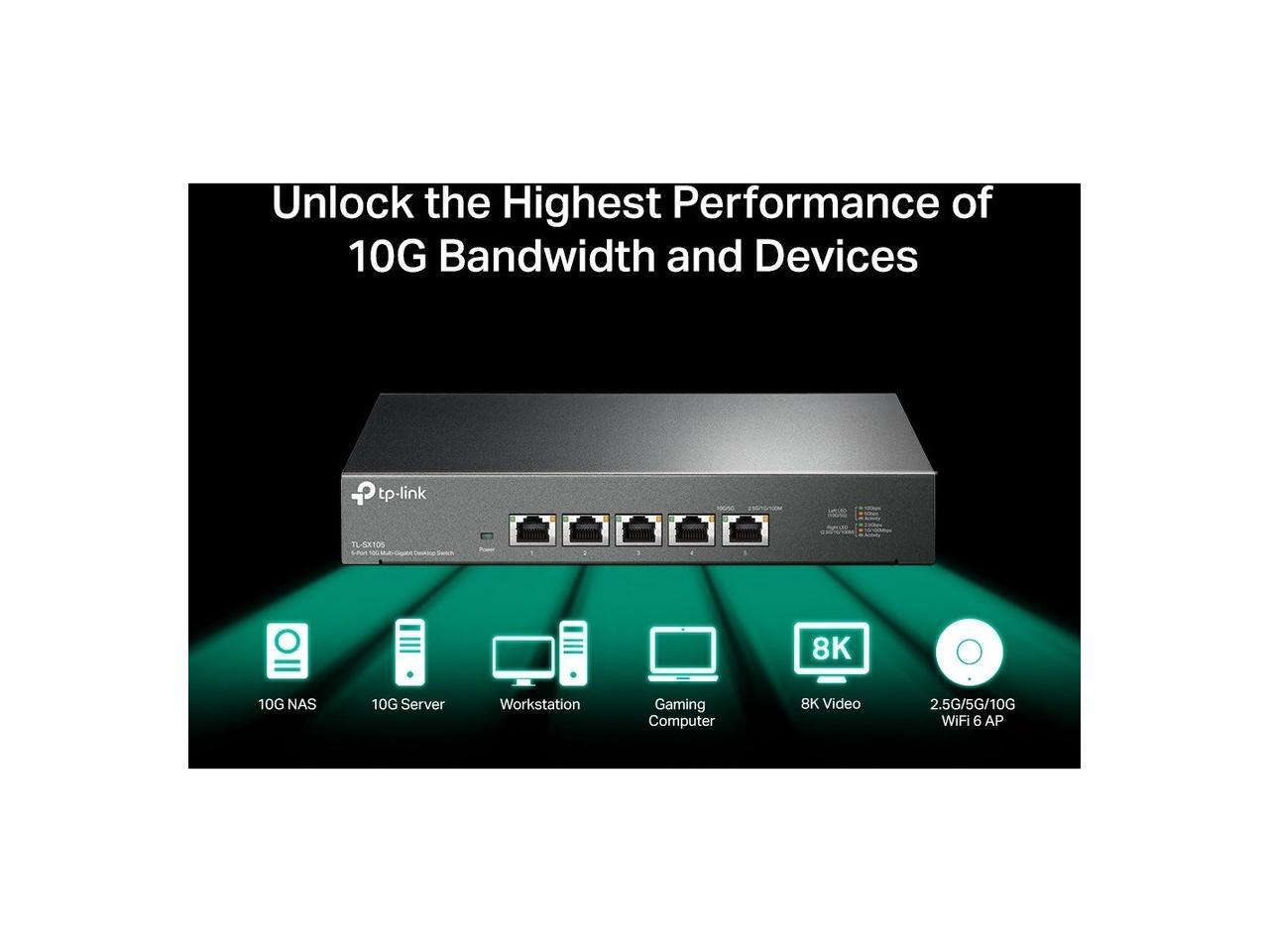 TP-Link 10G Multi-Gigabit Unmanaged Switch TLSX105 - Newegg.com