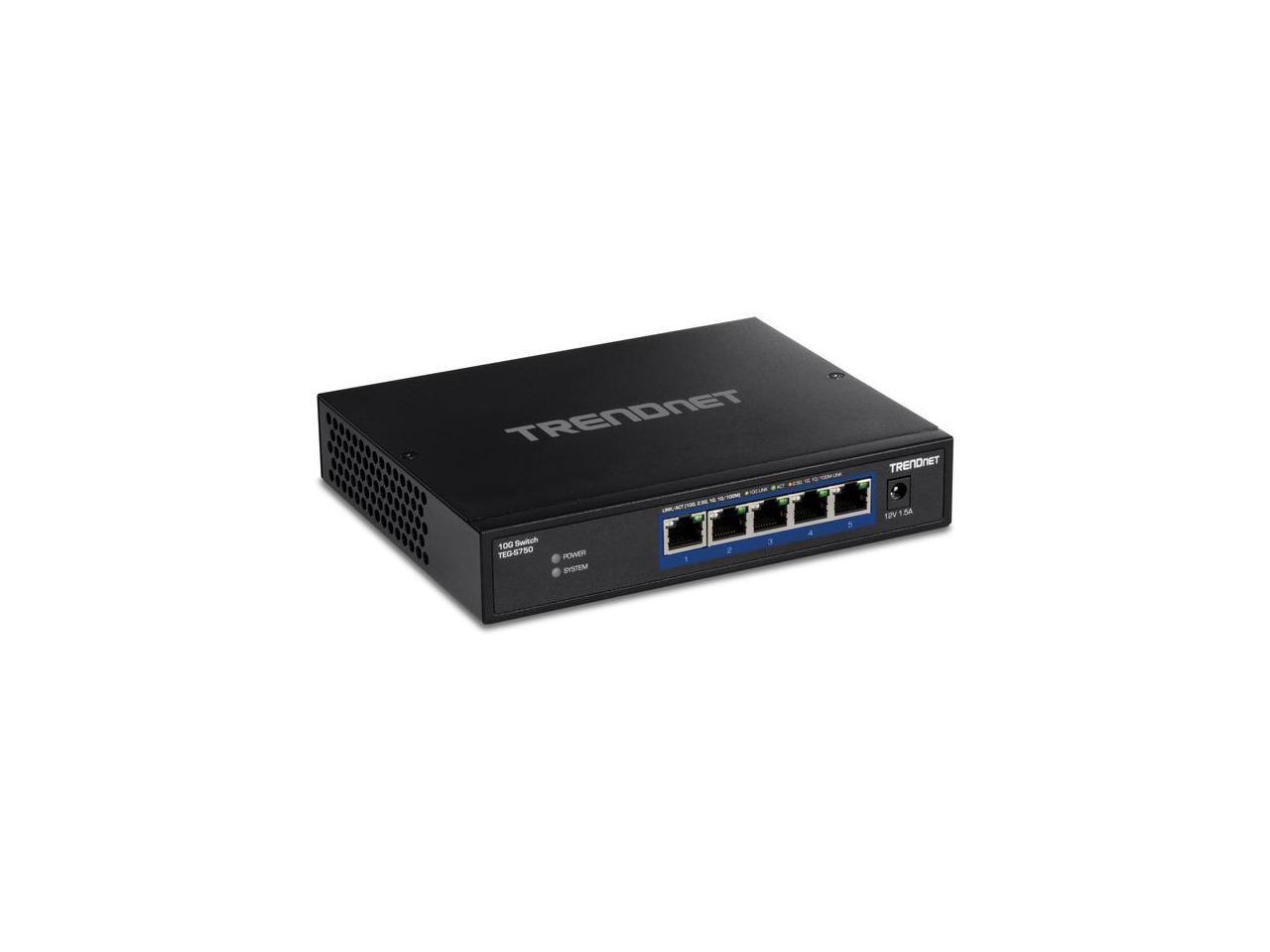 TRENDnet 5-Port 10G Switch, 5 x 10G RJ-45 Ports, 100Gbps Switching ...