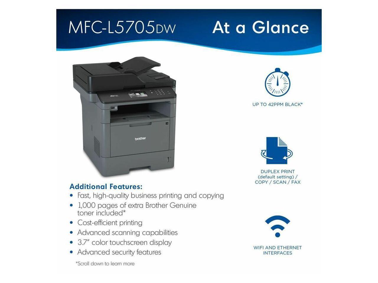 Brother MFC-L5705DW All-in-One Wireless Monochrome Laser Printer ...