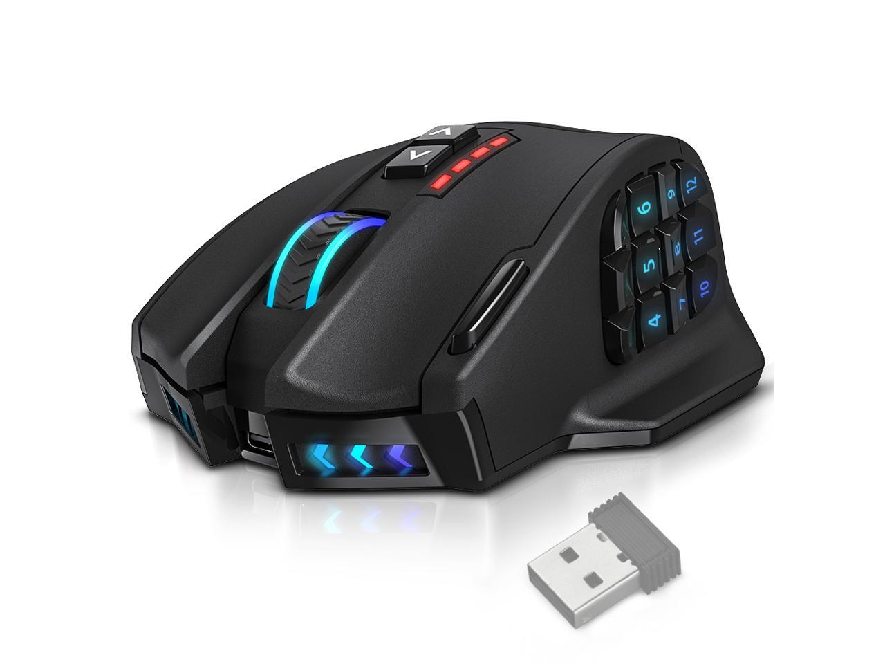 UtechSmart Venus Pro RGB Wireless MMO Gaming Mouse, 16,000 DPI Optical ...