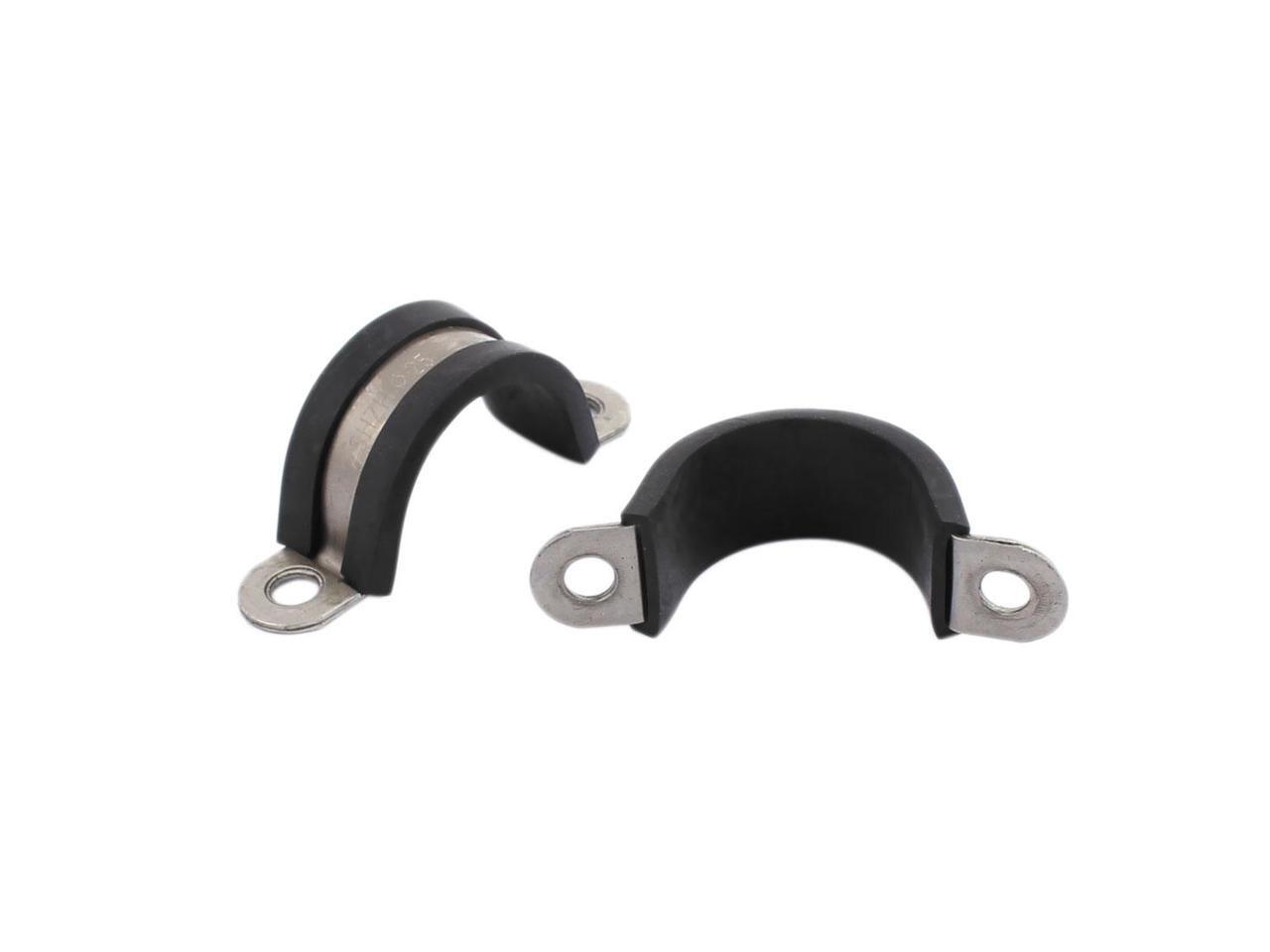 10Pcs 25mm Dia Rubber Lined U Shaped Stainless Steel Hose Pipe Clips ...