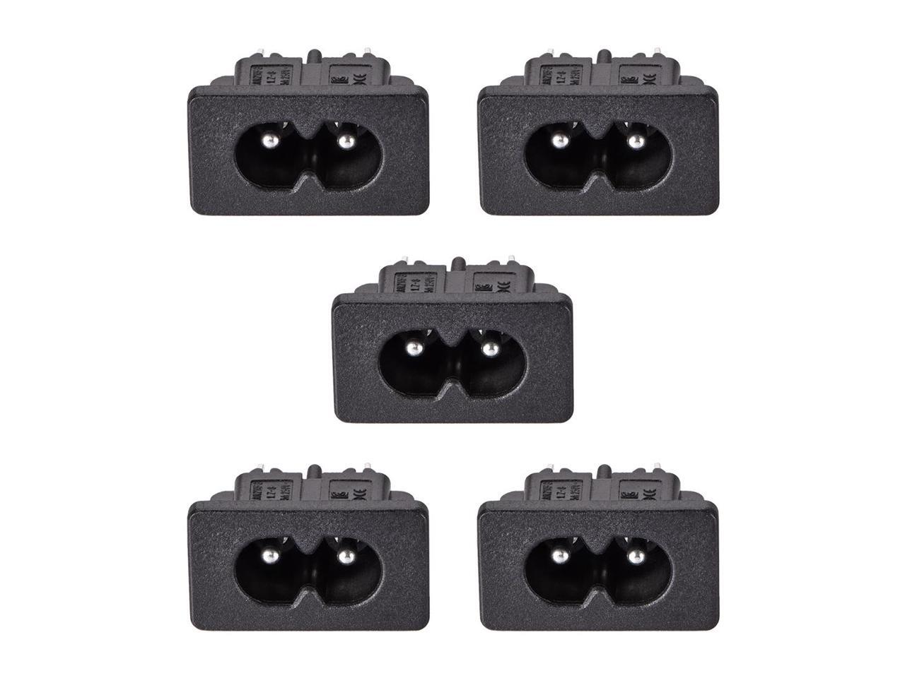 C8 Panel Mount Plug Adapter 250V AC 2.5A 2 Pins IEC Inlet Module Plug ...