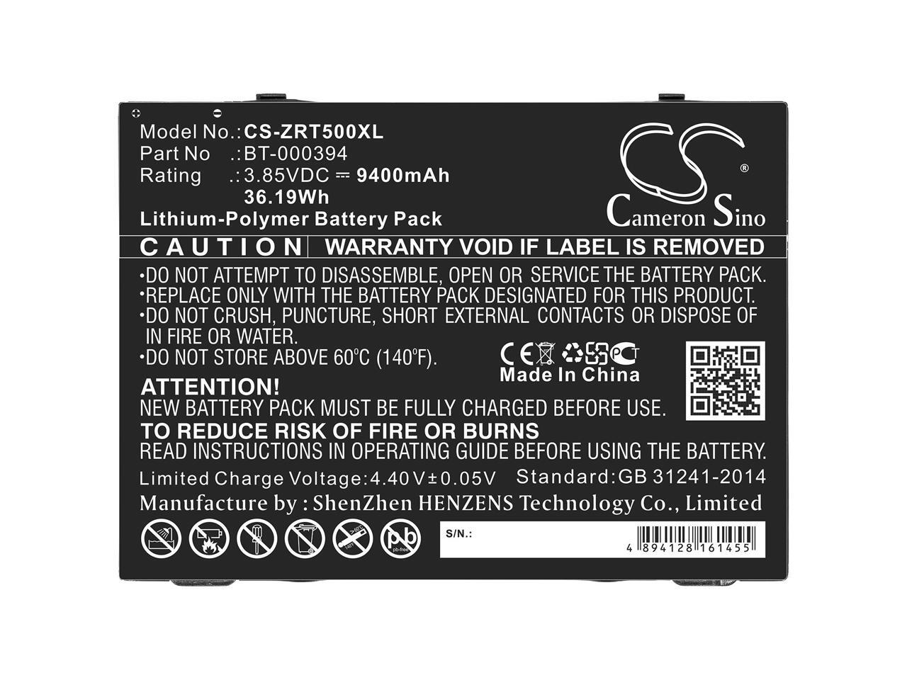 Battery for Zebra ET51 ET56 BT-000394 Tablet CS-ZRT500XL 3.85v 9400mAh ...