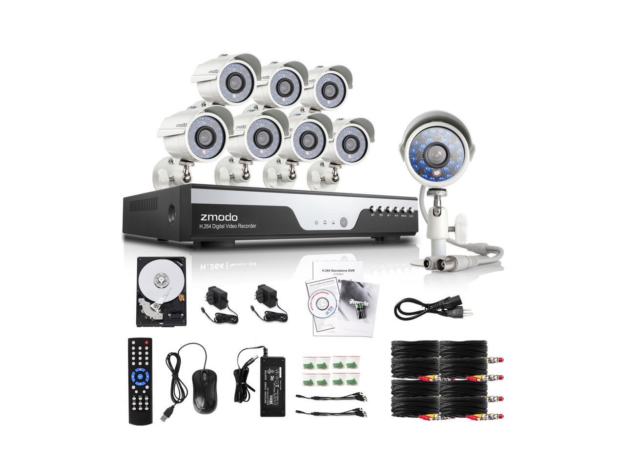 Zmodo KDC8-YARUZ8ZN-1T 8 Channel H.264 Level 960H DVR Security System ...