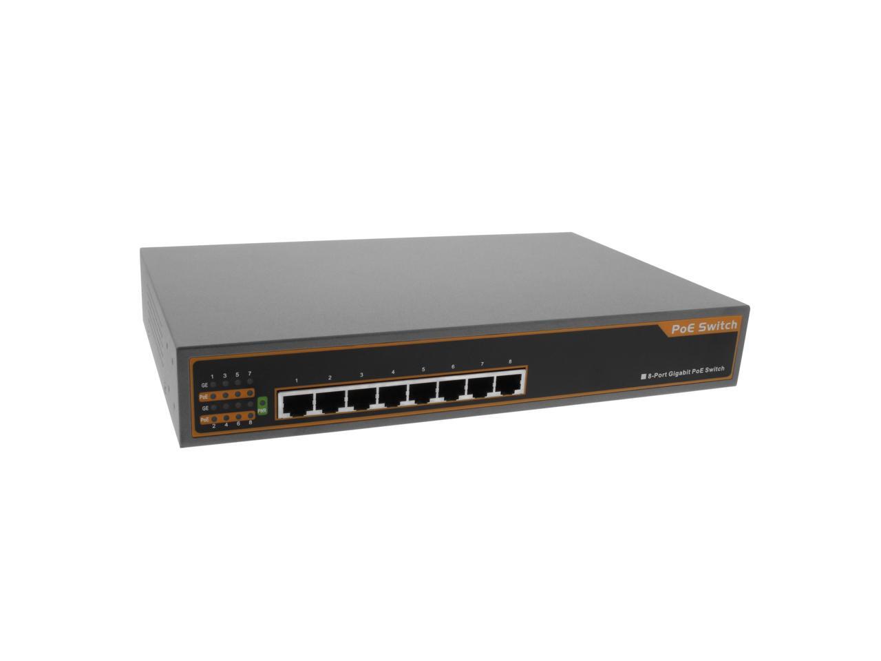 BV Tech PoE-SW800G 8-Port Gigabit Full Power PoE Rackmount Switch, IEEE ...