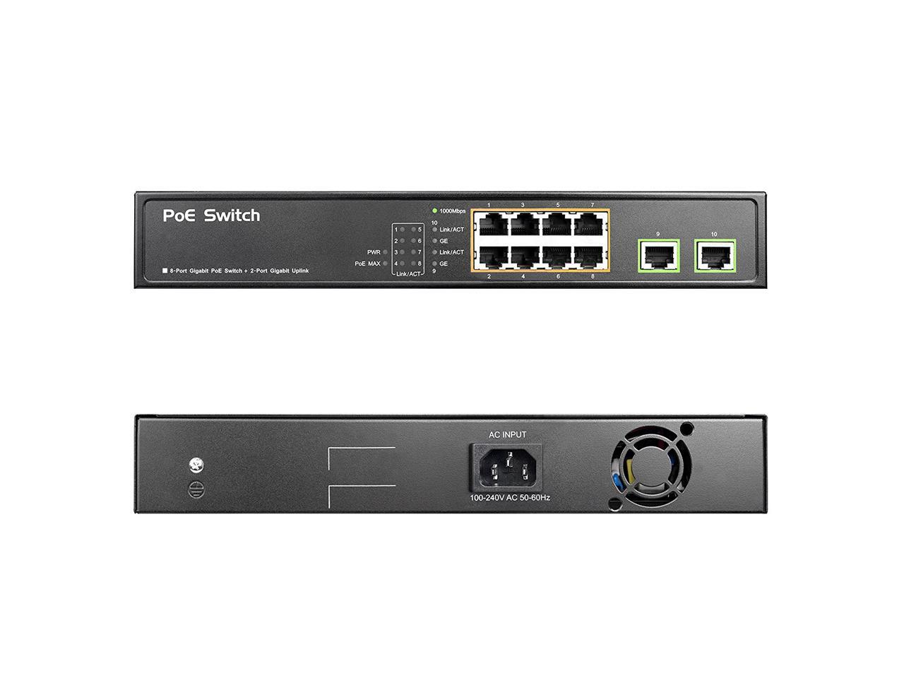 BV-Tech 10 Port Gigabit PoE+ Switch (POE-SW802G) - Newegg.com