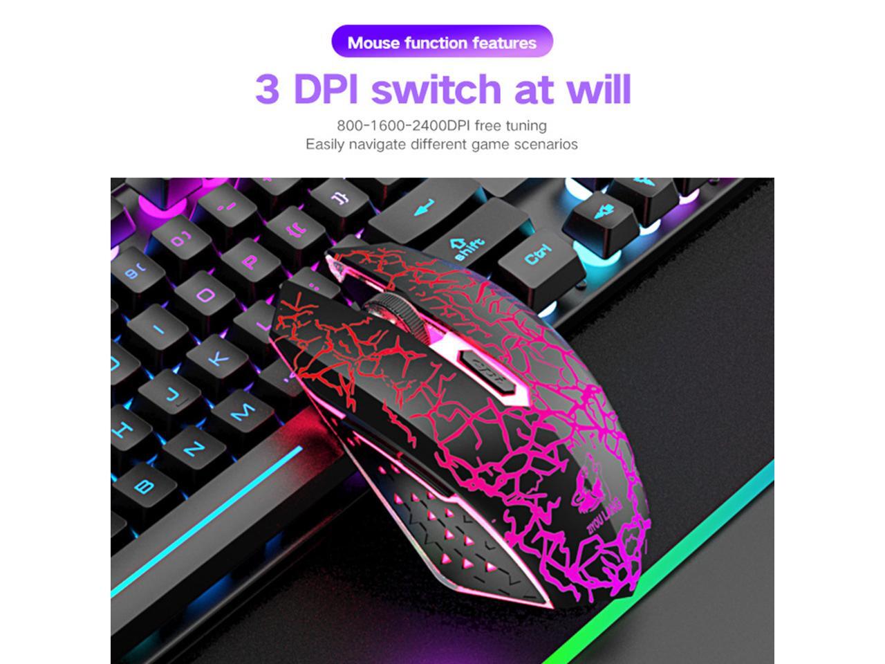 Rainbow Backlit Wireless Gaming Keyboard and Mouse Set, Rechargeable ...