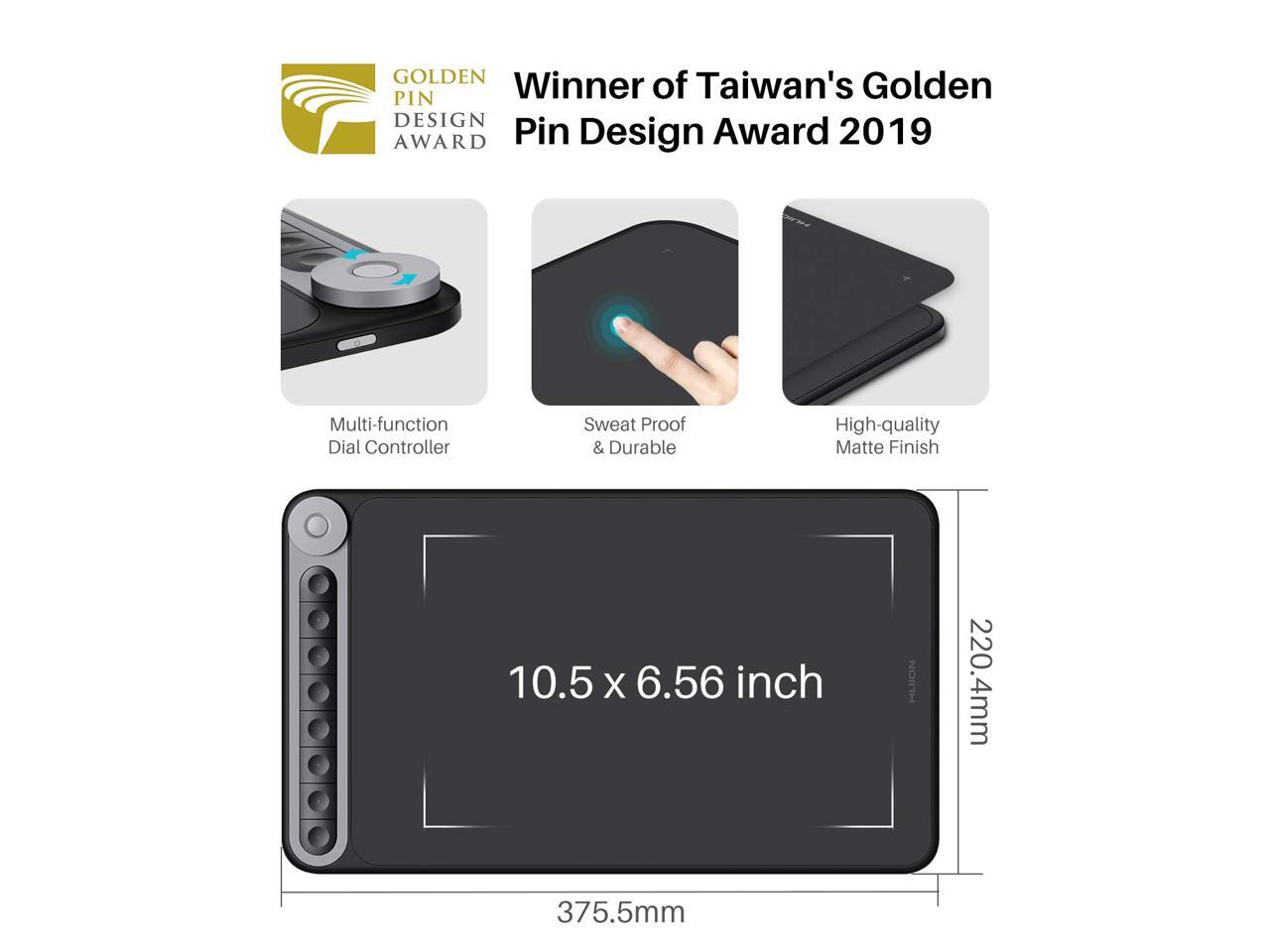 Huion Inspiroy Dial Q620M Wireless Graphics Drawing Tablet 10 x 6 Inch ...