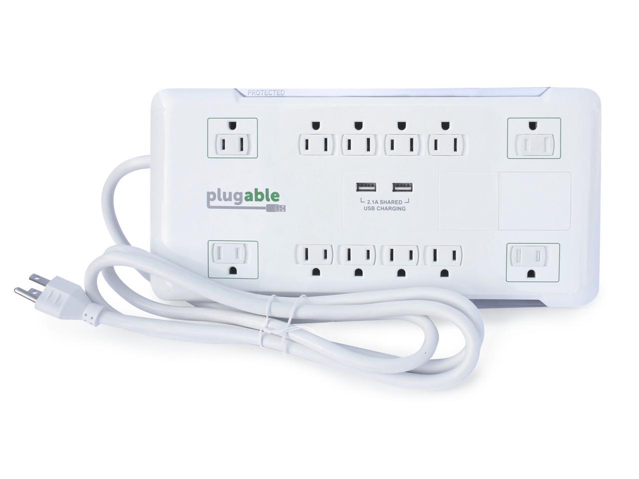 Plugable 12 Outlet Power Surge Protector with Built-in Dual USB ...