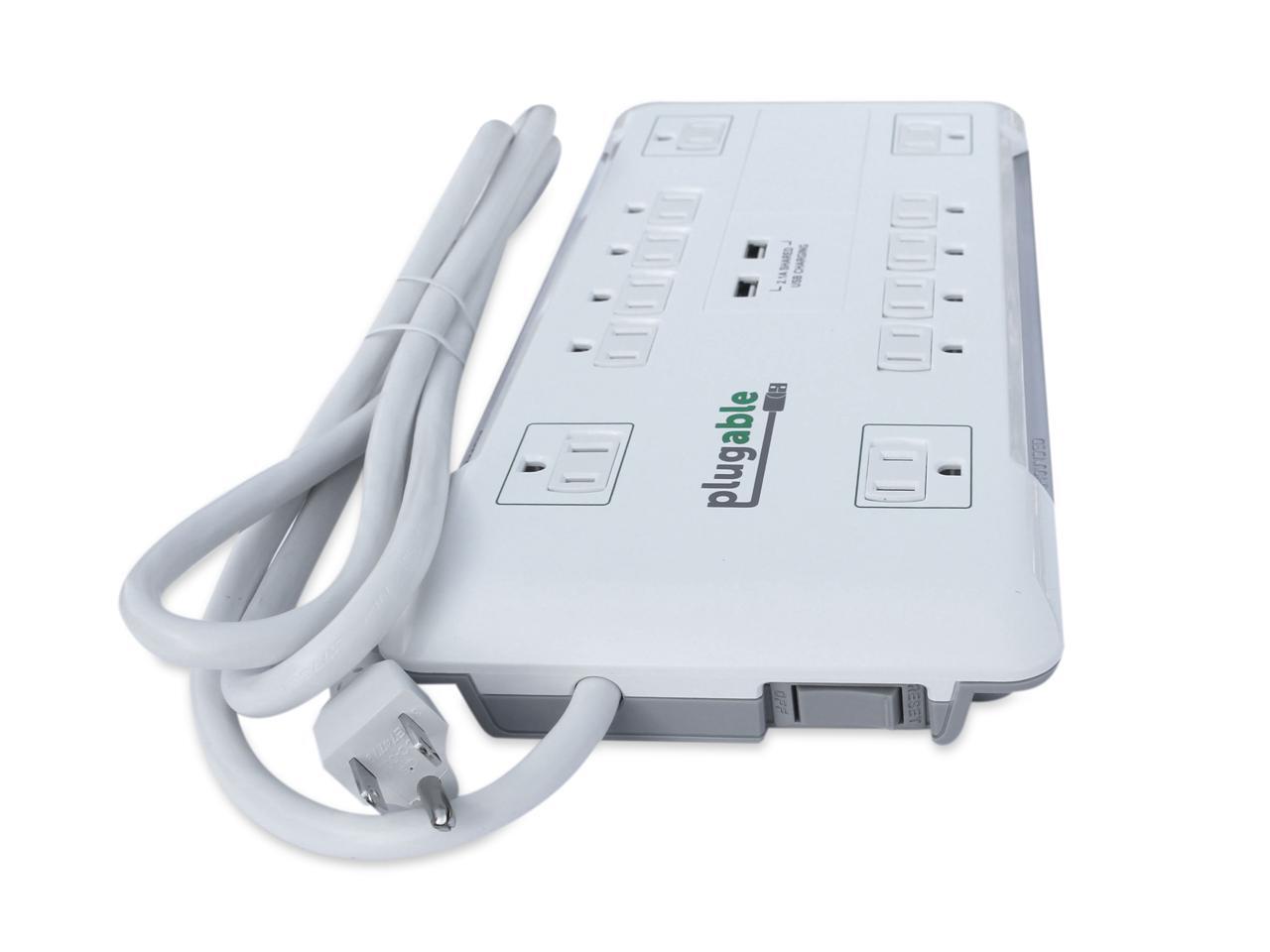 Plugable 12 Outlet Power Surge Protector with Built-in Dual USB ...