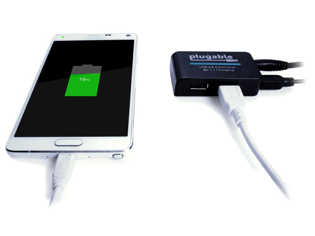 Plugable USB 2.0 4-Port High Speed Hub with 12.5W Power Adapter ...