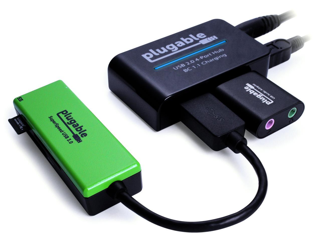 Plugable USB 2.0 4-Port High Speed Hub with 12.5W Power Adapter ...
