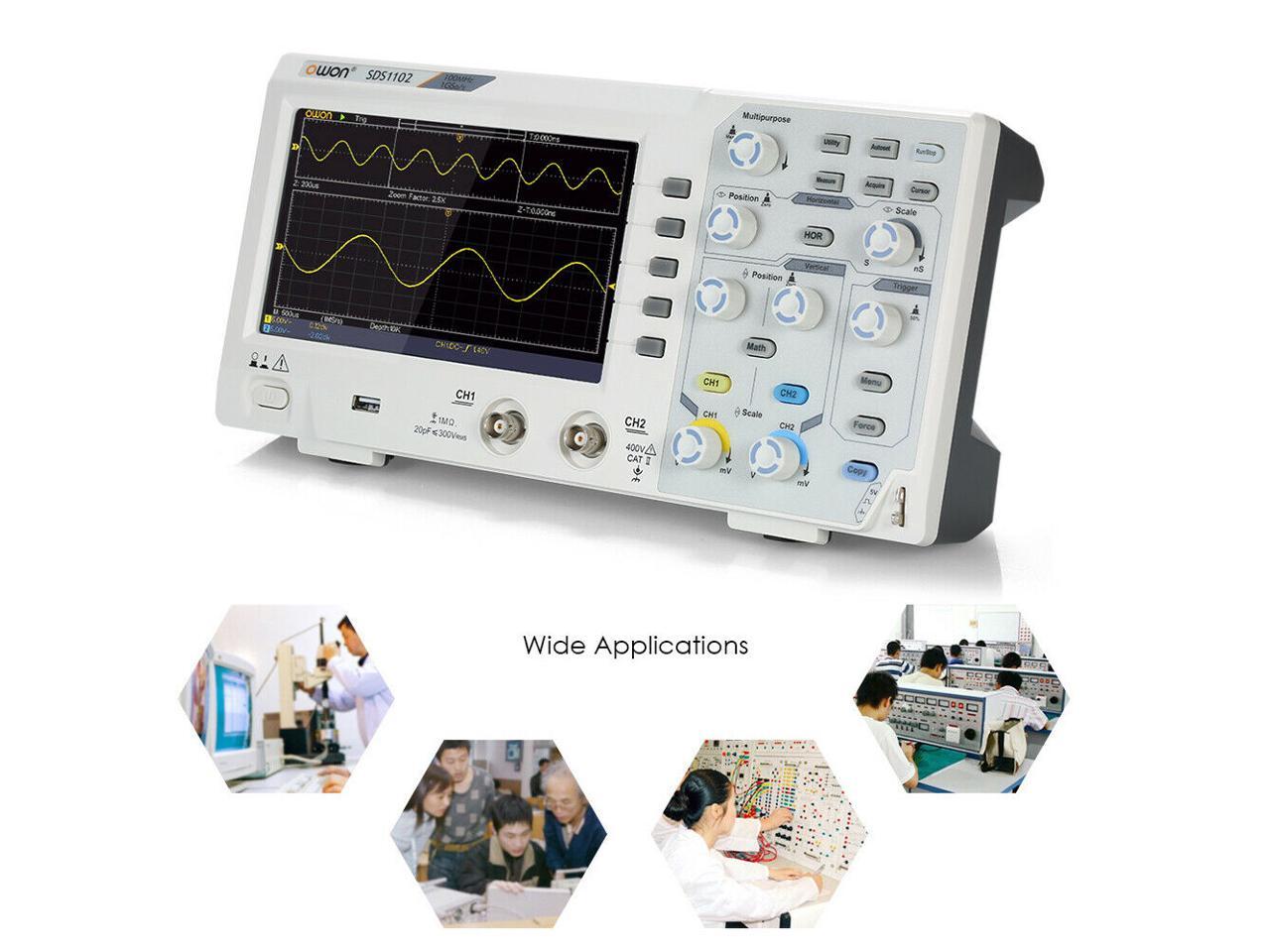 OWON SDS1102 2-Channel Digital Oscilloscope 100MHZ Digital Oscilloscope ...